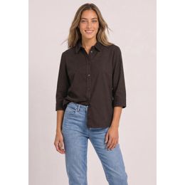 Street One Damen Hemdbluse, braun, Gr. 40, unifarben, Web, 100% Baumwolle, Blusen, in Cord-Optik