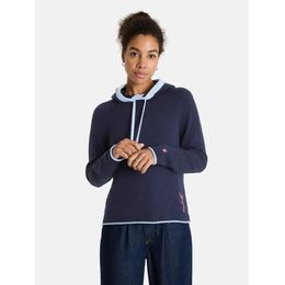 LIEBLINGSST&Uuml;CK LIEBLINGSST&Uuml;CK Damen Kapuzenpullover "PinarL", blau, Gr. 34, unifarben mit Farbeins&auml;tzen, Strick, Obermaterial: 47% Wolle, 38% Viskose, 10% Polyamid,