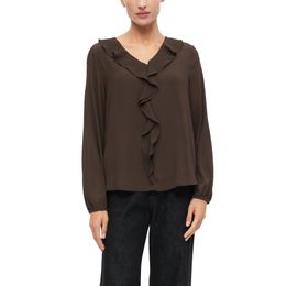 Damen Langarmbluse, braun, Gr. 46, s.Oliver BLACK LABEL, unifarben, Web, Obermaterial: 100% Viskose. Futter: 100% Viskose, Blusen, Sommerbluse mit