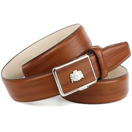 Anthoni Crown Herren Lederg&uuml;rtel, braun, Gr. 105, unifarben, Leder, G&uuml;rtel, in Vintage-Optik, Schnalle mit Wappenmotiv