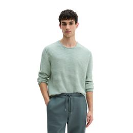 Marc O'Polo MARC O'POLO Herren Rundhalspullover "aus Bio-Baumwolle und Leinen", gr&uuml;n, Gr. M, gestreift, Obermaterial: 87% Baumwolle, 13% Leinen, Pullover