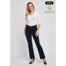 WONDERJEANS Damen Bootcut-Jeans, blau, Gr. 36, Denim/Jeans, Obermaterial: 97% Baumwolle, 3% Elasthan, Jeans, Figurbetonte Form mit leicht