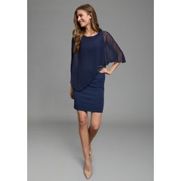 Laura Scott Damen Abendkleid "mit Chiffon", blau, Gr. 38, Milano Rib;Chiffon, Obermaterial: 70% Viskose, 25% Polyester, 5% Elasthan. Bluseneinsatz: