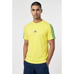 Herren T-Shirt "ESSENTIALS DREI STREIFEN, SINGLE JERSEY", gelb, Gr. S, adidas Sportswear, Obermaterial: 100% Baumwolle, Shirts