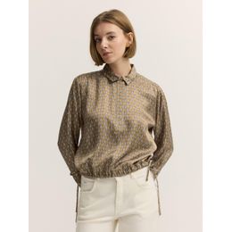 Bugatti Damen Langarmbluse "Modern Fit", braun, Gr. 38, bedruckt, 100% Viskose, Blusen, Modern Fit Viskose Grafikprint Hemdkragen