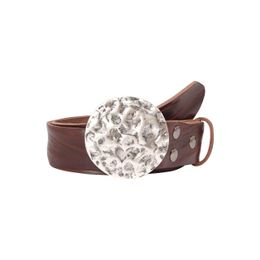 Damen Lederg&uuml;rtel "&raquo;Masterlux Braun&laquo;, mit austauschbarer Schlie&szlig;e &raquo;Vollmond Silber&laquo;", braun, Gr. 90, RETTUNGSRING G&Uuml;RTEL, Rindsleder, G&uuml;rtel