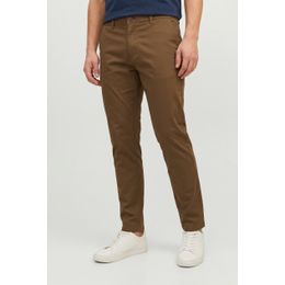 Jack & Jones JACK & JONES Herren Chinohose "JJIMARCO mit Badge und hohem Tragekomfort", braun, Gr. 30, unifarben, Web, Obermaterial: 98% Baumwolle, 2% Elasthan,