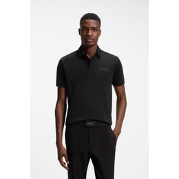 BOSS Green Herren Poloshirt "Paddy Logo Patch Regular Fit", schwarz, Gr. XXXL, unifarben, Jersey, Obermaterial: 100% Baumwolle, Shirts, atmungsaktive
