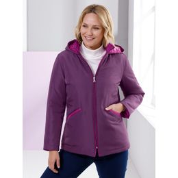 Classic Basics Damen Langjacke, lila, Gr. 52, bedruckt, gemustert, 100% Polyester, Wattierung:100% Polyester, Jacken