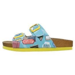 DOGO Damen Pantolette "Stella Pantolette Aeroplanes Damen Sandalen, Stella Pantolette", Gr. 37, gelb, Lederimitat, Schuhe, Handgefertigt