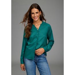 Laura Scott Damen Longbluse, gr&uuml;n, Gr. 40, unifarben, Web, Obermaterial: 100% Viskose, Blusen, Vorne kurz, hinten l&auml;nger geschnitten, &Auml;rmel krempelbar
