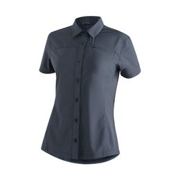 Maier Sports Damen Funktionsbluse "Magos S/S W", grau, Gr. 46, 94% Polyester, 6% Elasthan, Blusen, Damen Hemdbluse, atmungsaktives Freizeit-Hemd,