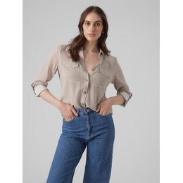 V&eacute;ro Moda VERO MODA Damen Hemdbluse "VMBUMPY L/S SHIRT NEW WVN GA NOOS", braun, Gr. XL, gestreift, Web, Obermaterial: 100% Viskose, Blusen, Viskose, regular fit