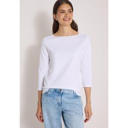 Cecil Damen 3/4-Arm-Shirt, wei&szlig;, Gr. L, unifarben, Web, 100% Baumwolle, Shirts, aus reiner Baumwolle