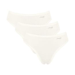 Sloggi Damen Slip "GO Crush", Gr. S, wei&szlig;, Single Jersey, Obermaterial: 95% Baumwolle, 5% Elasthan, Unterhosen, mit Spitzendetails, Multipack, hoher