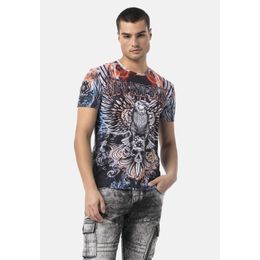 Cipo & Baxx CIPO & BAXX Damen T-Shirt "CT818", bunt, Gr. L, bedruckt, 50% Baumwolle, 50% Polyester, Shirts, sportliche Freizeit-Looks