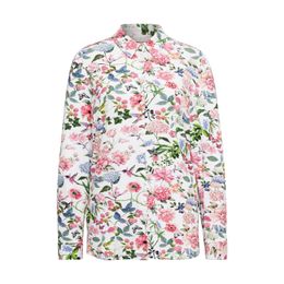 GOLDNER Damen Hemdbluse "Jerseybluse mit floralem Allover-Druck", wei&szlig;, Gr. 52, Obermaterial: 95% Viskose CV. 5% Elasthan EL., Blusen, H&uuml;bsches