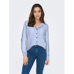 Only Damen Hemdbluse "OnlyASMIN SHIRT L/S WVN NOOS", blau, Gr. S, gestreift, Web, Obermaterial: 100% Viskose, Blusen