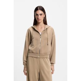 BOSS Orange Damen Kapuzensweatjacke "Elijak Premium Damenmode"rust, copper 222, Gr. S, unifarben, Sweatware, Obermaterial: 52% Modal, 46% Polyester,