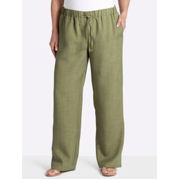 sheego Damen Schlupfhose, gr&uuml;n, Gr. 50, meliert, 100% Polyester, Hosen