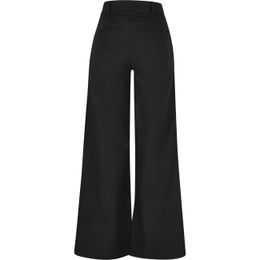 Urban Classics Damen Trainingshose "Urban Classics Damen Ladies High Linen Mixed Wide Leg Pants"schwarz, Gr. 31, unifarben, 55% Leinen, 45%