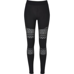 Urban Classics Damen Leggings "Urban Classics Damen Ladies Crochet Lace Inset Leggings", schwarz-wei&szlig;, Gr. M, unifarben, 94% Baumwolle, 6% Elasthan,
