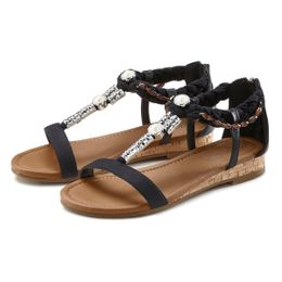 Lascana Damen Sandale "offener Schuh", Gr. 36, schwarz, Obermaterial: 50% Synthetik, 50% Textilmaterial. Decksohle: 100% Lederimitat. Futter: 100%