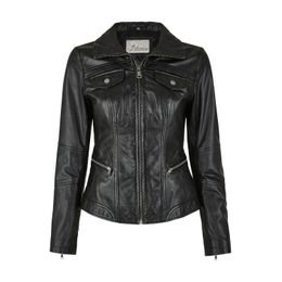 7eleven Damen Lederjacke "SERAMONA", schwarz, Gr. 40, uni, Obermaterial: 100% Lammleder LEL. Futter: 100% Polyester PES. 100% Polyester PES., Jacken,