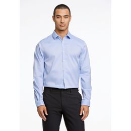 LINDBERGH Herren Businesshemd "Technisches Hemd (Langarm) Slim Fit", blau, Gr. L, Obermaterial: 97% Baumwolle, 3% Elasthan, Hemden