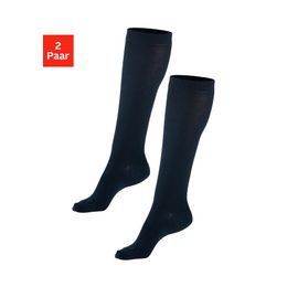 H.I.S. H.I.S Damen St&uuml;tzkniestr&uuml;mpfe "Damen & Herren Kompressionsstr&uuml;mpfe, Reisestr&uuml;mpfe", Gr. 35, blau, Baumwolle, Elasthan, Polyamid, unifarben, Socken,