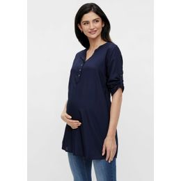 MAMALICIOUS Damen Longbluse "MLMERCY", blau, Gr. L, unifarben, Web, Obermaterial: 100% Viskose (LENZING ECOVERO ), Blusen, aus EcoVero