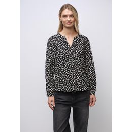 Street One Damen Langarmbluse, schwarz, Gr. 36, gemustert, Stoff, 100% Viskose, Blusen, in Blusen-Optik
