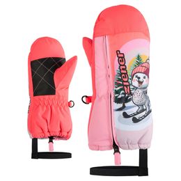 Ziener Kinder F&auml;ustlinge "LEON-Z Kinder"neon pink, Gr. 4, Kunstfaser, Handschuhe, wasserabweisend, windabweisend, atmungsaktiv, langer Rei&szlig;verschluss