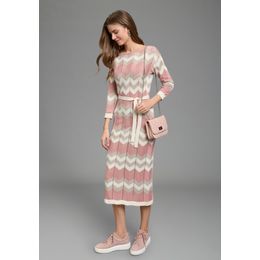 Laura Scott Damen Strickkleid "f&uuml;r Fr&uuml;hling und Sommer", rosa, Gr. 42, gemustert, Strick, Obermaterial: 50% Baumwolle, 50% Polyacryl, Kleider, mit