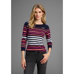 Kangaroos Damen Langarmshirt, bunt, Gr. 36, geringelt, kontrastfarbene Details, Rippware, Obermaterial: 100% Baumwolle, Shirts, mit Rundhals,