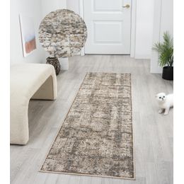 Teppich OTTO HOME, B:67cm H:9mm L:230cm, braun, Kunstfaser, Wohnzimmer, Teppiche, "Selin", dezenter Glanz, Schrumpf-Garn-Effekt, im Vintage-Look,