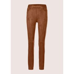 Madeleine Mode MADELEINE Damen Stoffhose "Jeggings Slim Fit Hose in Veloursleder-Optik", braun, Modern, Gr. 20, Obermaterial: 95% Polyester PES. 5% Elasthan EL.,