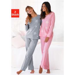 Arizona Damen Pyjama, Gr. 40, bunt, Single Jersey, Graumeliert (Obermaterial): 90% Baumwolle, 10% Polyester. Obermaterial: 60% Baumwolle, 40%