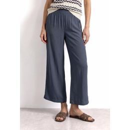 Street One Damen Stoffhose, blau, Gr. 44, unifarben, Stoff, 100% Viskose, Hosen, mit Wide Legs