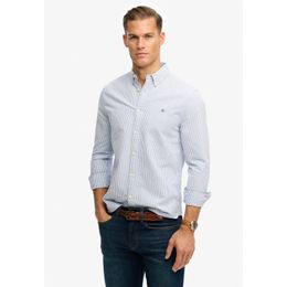 Superdry Herren Langarmhemd "PREPPY OXFORD L/S SHIRT", blau, Gr. M, gestreift, Web, Obermaterial: 100% Baumwolle, Hemden, Baumwolle, regular fit