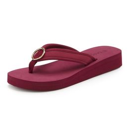 Lascana Damen Badezehentrenner "Sandale, Badeschuh, Pantolette, Badelatsche, Flip Flop, Sommerschuh", Gr. 40, rot, Obermaterial: 100% Textilmaterial.