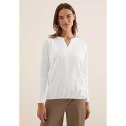 Cecil Damen Langarmshirt, wei&szlig;, Gr. XXL, unifarben, Web, 100% Baumwolle, Shirts, aus reiner Baumwolle