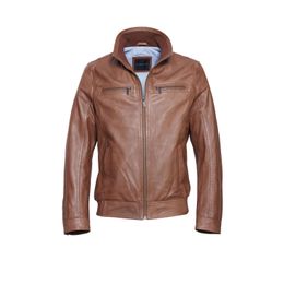 Bugatti Herren Lederjacke "BUMATTEO", braun, Gr. 52, uni, Obermaterial: 100% Lammleder LEL. Futter: 50% Baumwolle CO. 50% Polyester PES. 50%
