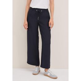 Cecil Damen Culotte, blau, Gr. XL, unifarben, Stoff, 54% Lyocell, 46% Viskose, Hosen, High Waist