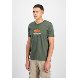 Herren T-Shirt "Basic T-Shirt BL Rubber", gr&uuml;n, Gr. S, Alpha Industries, Obermaterial: 90% Baumwolle, 10% Polyester, Shirts