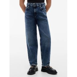Tommy Hilfiger M&auml;dchen Tapered-fit-Jeans, blau, Gr. 10, unifarben, Denim/Jeans, Obermaterial: 99% Baumwolle, 1% Elasthan, Jeans, Barrel Leg Fit,
