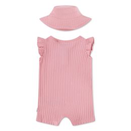 M&auml;dchen Neugeborenen-Geschenkset "HUGG ROMPER + HAT ATTACHMENT"peony, Gr. 6, HUGGIES BABYWEAR, unifarben, Jersey, Obermaterial: 100% Baumwolle, KOB