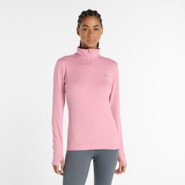 New Balance Damen Laufshirt "SPORT ESSENTIALS SPACE DYE 1/4 ZIP", rosa, Gr. L, Obermaterial: 84% Polyester, 16% Elasthan, Shirts, hochschlie&szlig;ender
