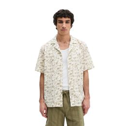 Marc O'Polo MARC O'POLO Herren Kurzarmhemd "mit sommerlichem Blattmotiv", beige, Gr. S, bedruckt, Obermaterial: 100% Baumwolle, Hemden