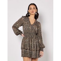 Apricot Damen Minikleid "Minil&auml;nge mit Batikdruck", braun, Gr. 36, gemustert, Obermaterial: 99% Viskose CV. 1% metallisierte Fasern MTF., Kleider,